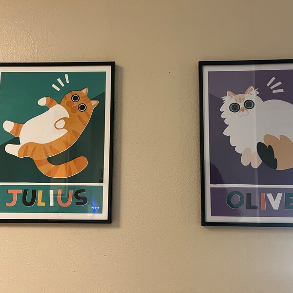 Kitten Nursery Poster Fine Art Print Cat Folk Art Bedroom Wall Decor ...