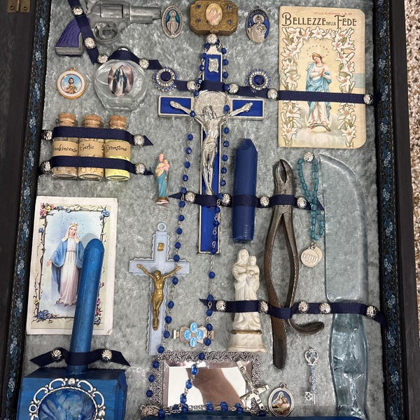 Vampire Slayer Kit, Shadow Box, Dracula Memorabilia, Crucifix, Rosary ...