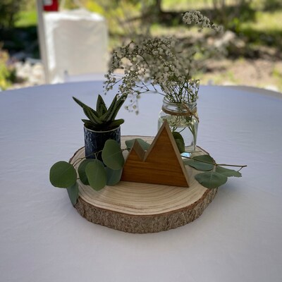 Wooden Mountains Centerpieces 3 Peak Rustic Table Numbers Mountain ...