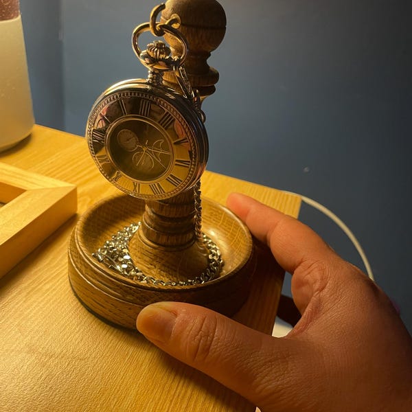 Pocket Watch Stand Dark Oak Hardwood Hanger Wooden Display Wood Holder ...