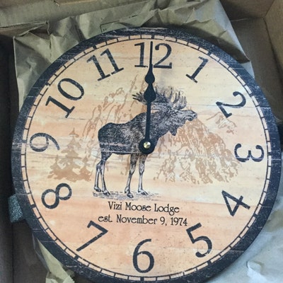 Personalized Moose Wall Clock Cabin Clock-lodge Clock - Etsy