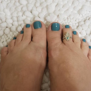Gorgeous Hamsa Toe Ring Turquoise Ring Turquoise Toe Ring Hamsa Ring Hamsa Hand Adjustable Ring ...
