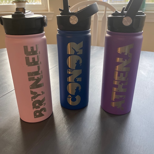 Back to School Kids Water Bottle Custom Laser Engraved Bottles Gift ...