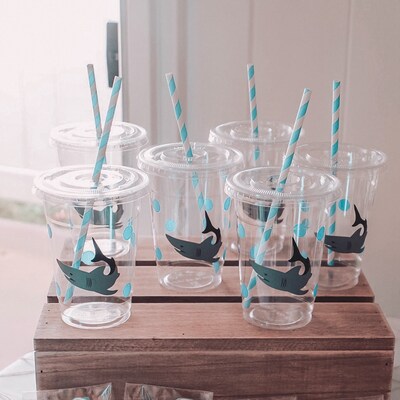 Shark Party Cups, Shark Birthday Party Cups, Ocean Party Cups, Under ...
