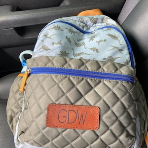 Square Leather Patch Monogram Leather Patch Backpack | Etsy