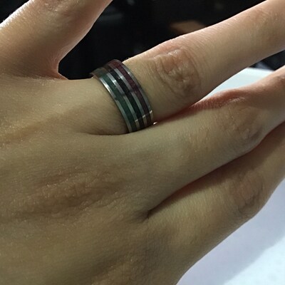 Unique Handmade Titanium Ring With Double Purple Jade and Amethyst ...