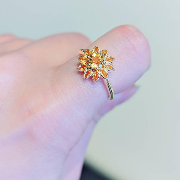 Sunflower Citrine Ring, 14K Rose Gold Vermeil, November Birthstone - Etsy