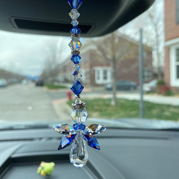 Purple Angel Rear View Mirror Charm, Crystal Guardian Angel Car ...