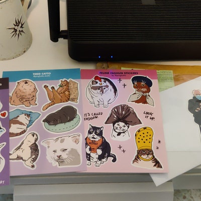 Tired Catto Sad Cat Meme Sticker Sheet Fat Cat Lover Sticker, Meme ...