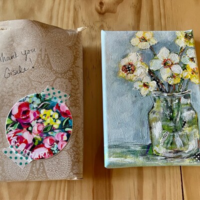 Number 25, miley is an Original Acrylic Floral Painting on Paper. 5 In ...