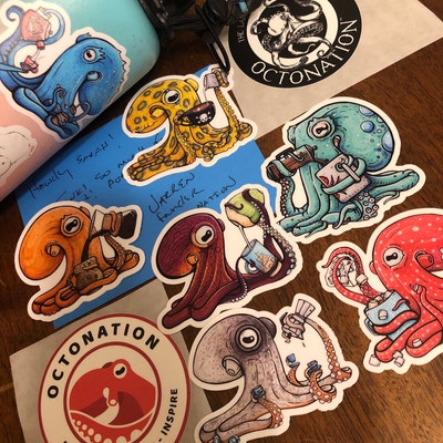 Octobaristas Octopus Coffee Sticker Set Sheet, Barista Trendy Gift for ...