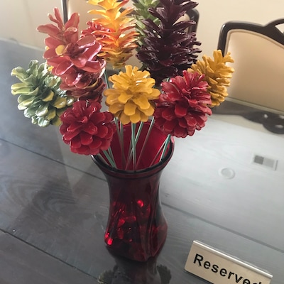Fall Pine Cone Flowers, ONE DOZEN, ORIGINAL, on 12-inch Stems ...