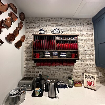 Shaker Peg Kitchen Window Plate Rack Shelf Wood Dish Cabinet for Plates ...