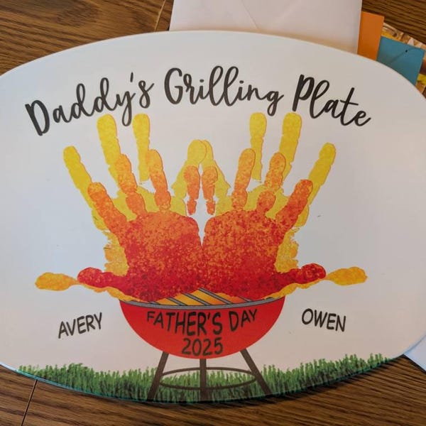 Grilling Handprint Art Printable Gift, Digital Download, DIY Add Your ...
