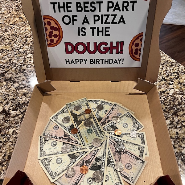 No Pizza Just Dough Sign, Pizza Box Money Sign, Money Gift, Pizza Dough ...