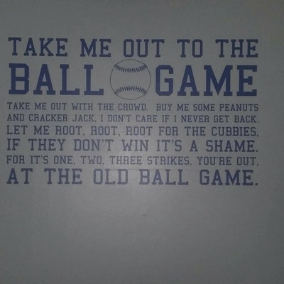 Take Me Out to the Ball Game Baseball Sports Subway Art Vinyl - Etsy
