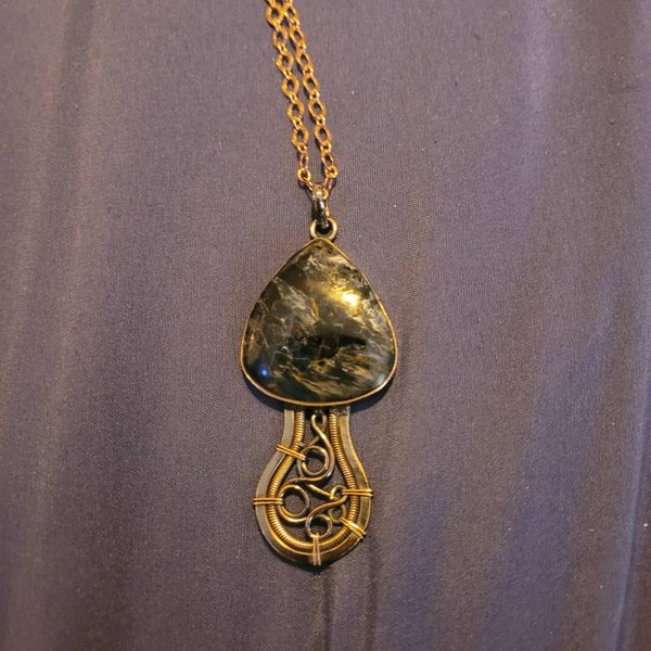 Red Flash Labradorite Gemstone Pendant Copper Wire Wrapped Pendant ...