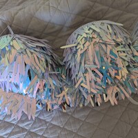 Holographic Rainbow Blue Sequin Tinsel Fringe Cheeky Rave Outfit Music ...