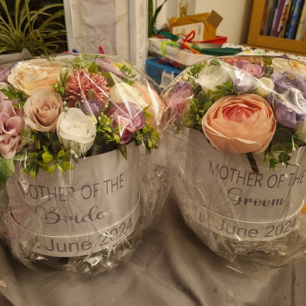 Artificial Flower Hat Box, Mother of the Bride Gift, Faux Rose Roses ...