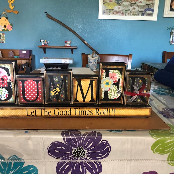 Summer Sign, Summer Decor, Summer Word Blocks - Let the Good Times Roll ...