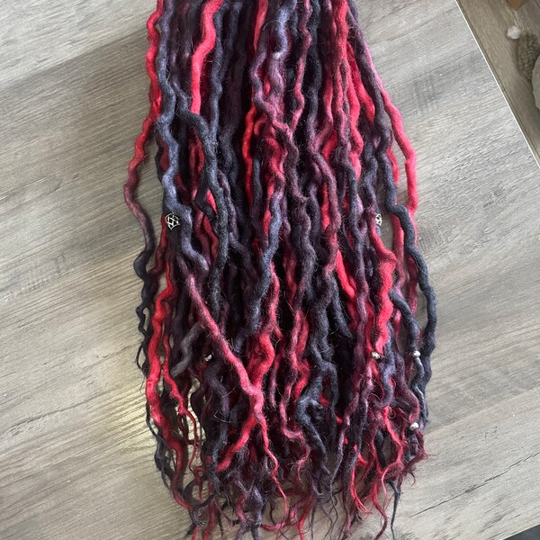 Custom Dreadlocks Cherry Red & Charcoal Double Ended Wool Dreadlocks ...