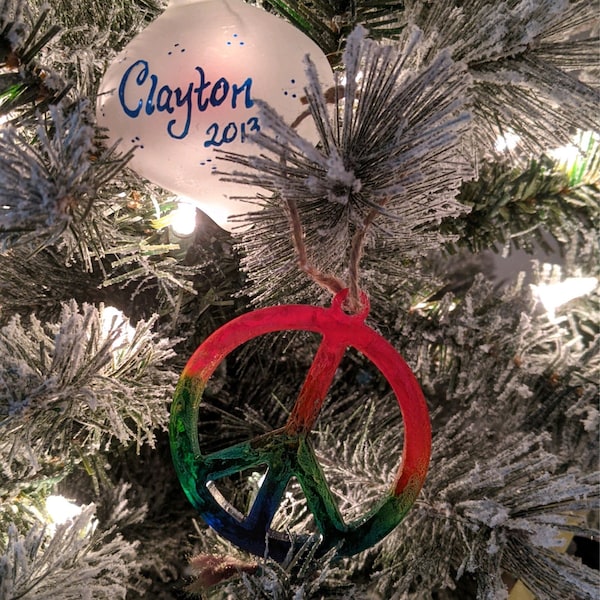 Rainbow Peace Sign Ornament - Etsy