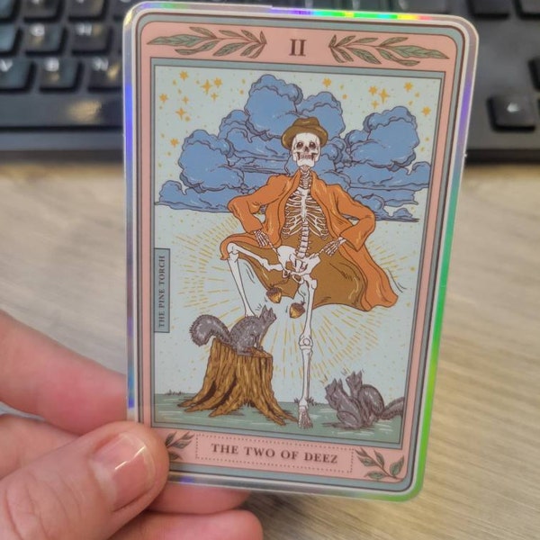 The Two of Deez Tarot Card Holographic Sticker, Deez Nuts Tarot Card ...