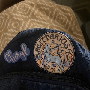 Zodiac Iron on Patch 70s Art Nouveau Boho Embroidered Patches Aries ...
