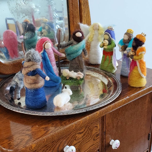 Needle Felted Nativity Set , Waldorf Nativity, Mary and Joseph, Baby ...