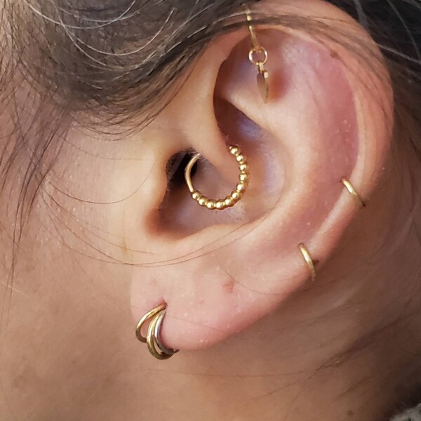 14k Real Solid Gold Helix Cartilage Inner Conch Convertible Ear Stud ...