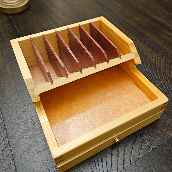 3-3/4" X 6-1/2" X 7-1/2" Wooden Plier Rack Organizer W/ Drawer Jewelry ...