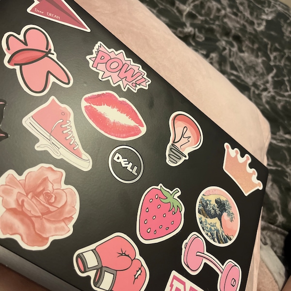 20 Vinyl Transparent White Flower Sticker Pack, Waterproof Reusable Set ...