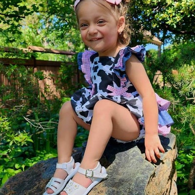 Girls Cow Romper, Baby Girl Cow Romper, Baby Romper, Cow Romper, Cow ...