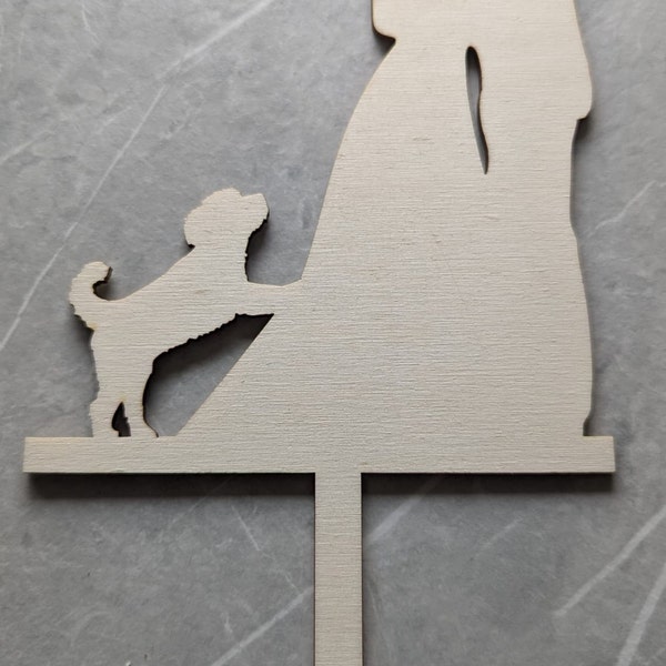 Bride Groom and Cavapoo Dog Acrylic Silhouette Wedding Cake Topper - Etsy