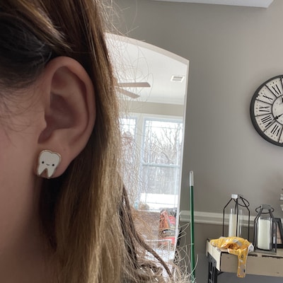 Tooth Earrings Hard Enamel Teeth Earring Stud Dentist Earrings Dental ...