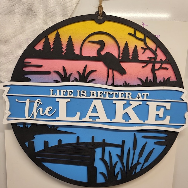 Lake Life Sign - Multi-layer Assemble and Non Assemble - Laser Cut File ...