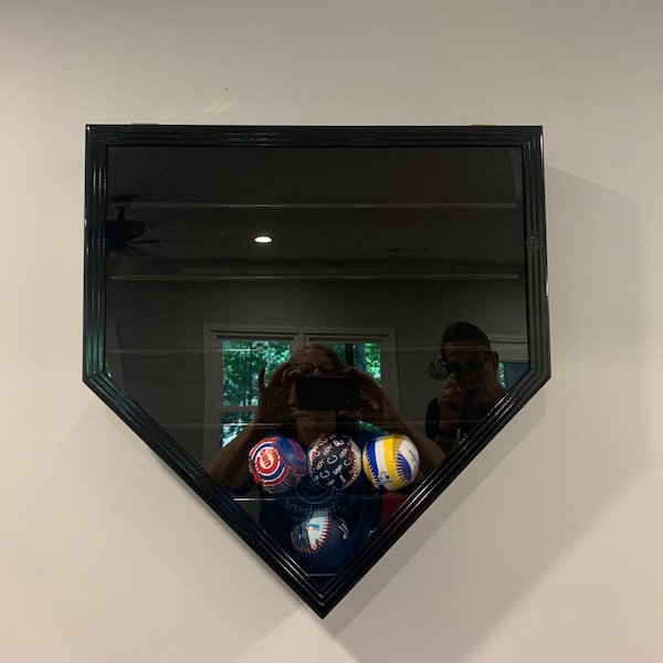 30 Baseball Display Case Cabinet Holder Rack Home Plate Shaped W/98% UV ...