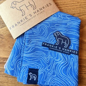 Two Handkerchiefs : forest Topography and Kona navy Hank - Etsy