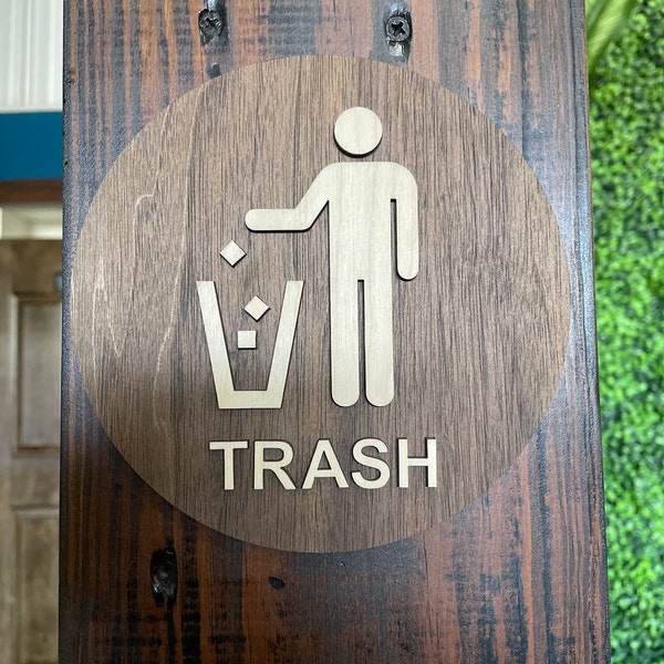 Trash Bin Disposal Office Sign - 6", 9" or 12" Size - Garbage Symbol ...
