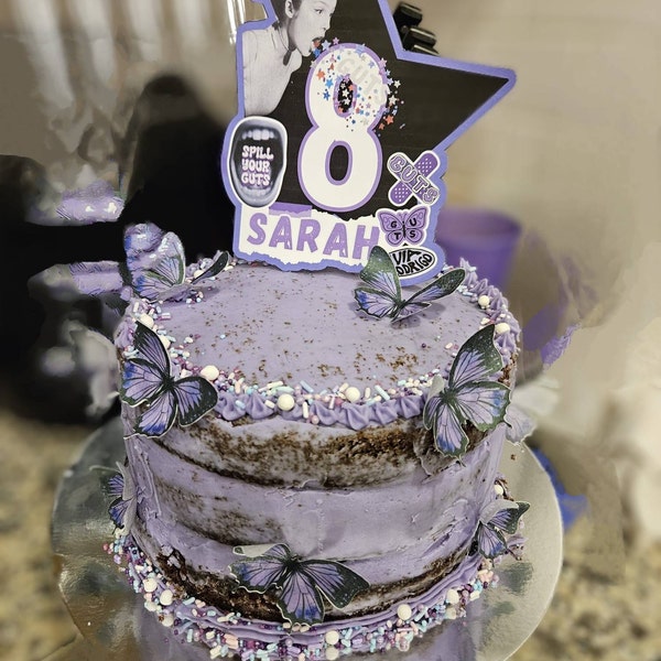 Purple Cake Topper Custom Cake Decor Birthday Template Personalized ...