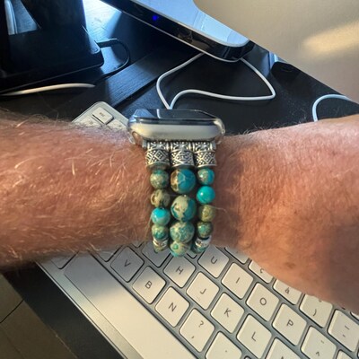 Leather Handmade Strap for Apple Watch Straight and Slim Band 9, 8, 7 ...