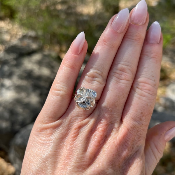 Pansy Ring, Sterling Silver Pansy Ring, Flower Lover, Plant Lady, Alice ...