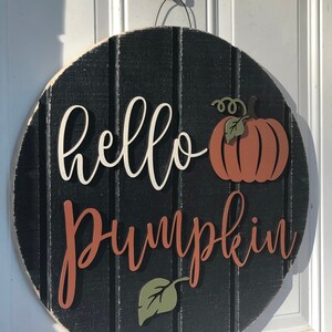 Fall Door Hanger Hello Pumpkin Door Sign Front Door Decor - Etsy