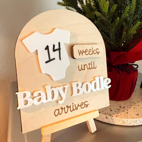 Baby Countdown Sign, Weeks Until Baby Arrives, Days Until Baby Coming ...