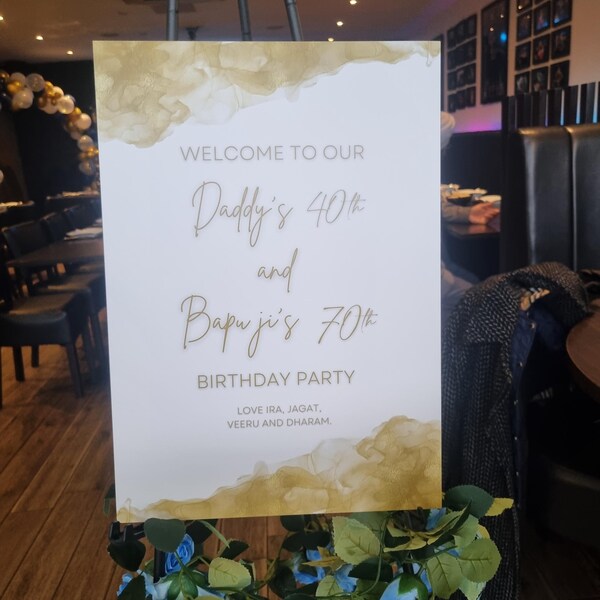 Black & Gold Welcome Board Sign | Personalised Birthday Board ...