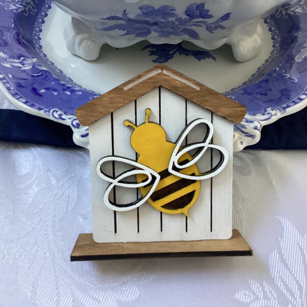 Bee Tiered Tray Decor, Farmhouse Decor, Spring/summer Decor, Bee Happy ...