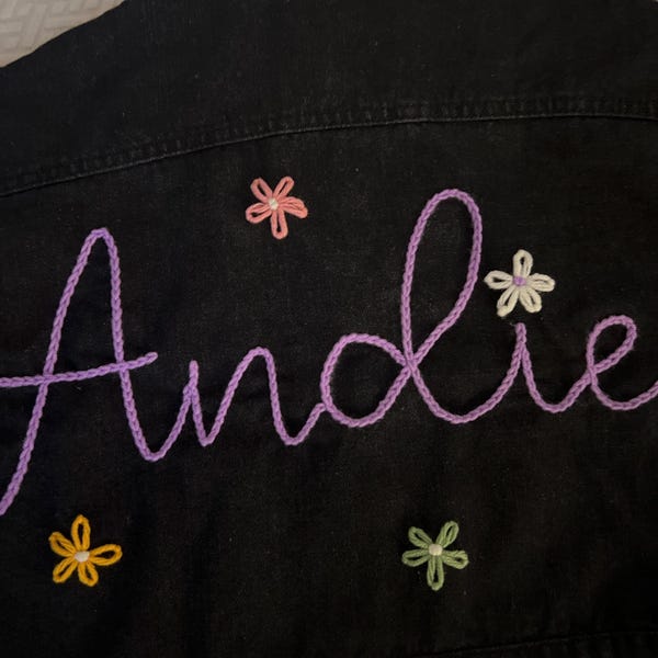 Kids Hand Embroidered Denim Jacket | Personalized Name Kids Jean Jacket ...