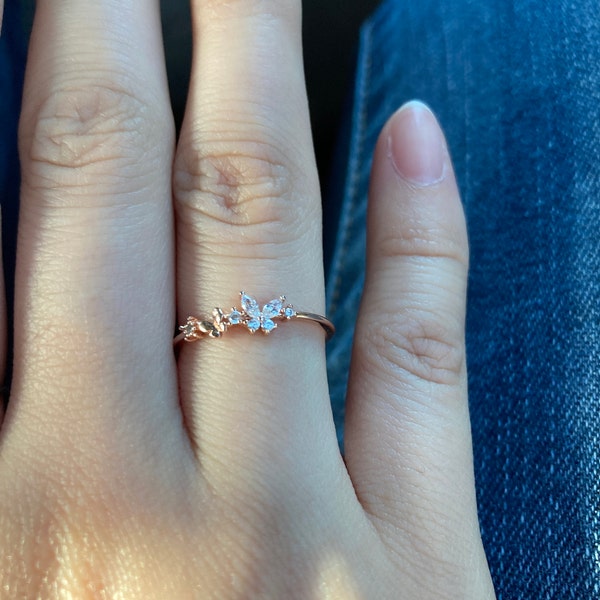 Amari Ring, Dainty, Delicate, Butterfly Ring, Marquise Stones, Trendy Rings, for Her, Gift for ...