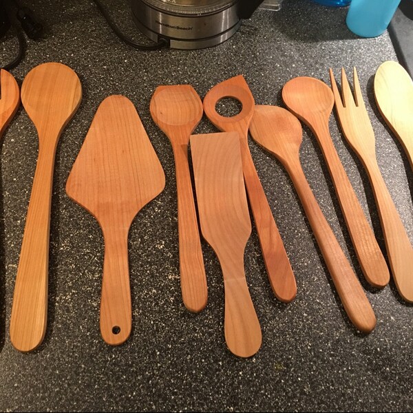 Wooden Wide Kitchen Tongs From Cherry Wood - 41 - Etsy