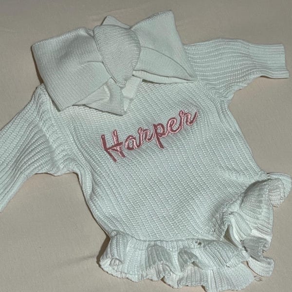 Personalized Embroidered Baby Romper, Custom Knit Sweater, Baby Shower ...